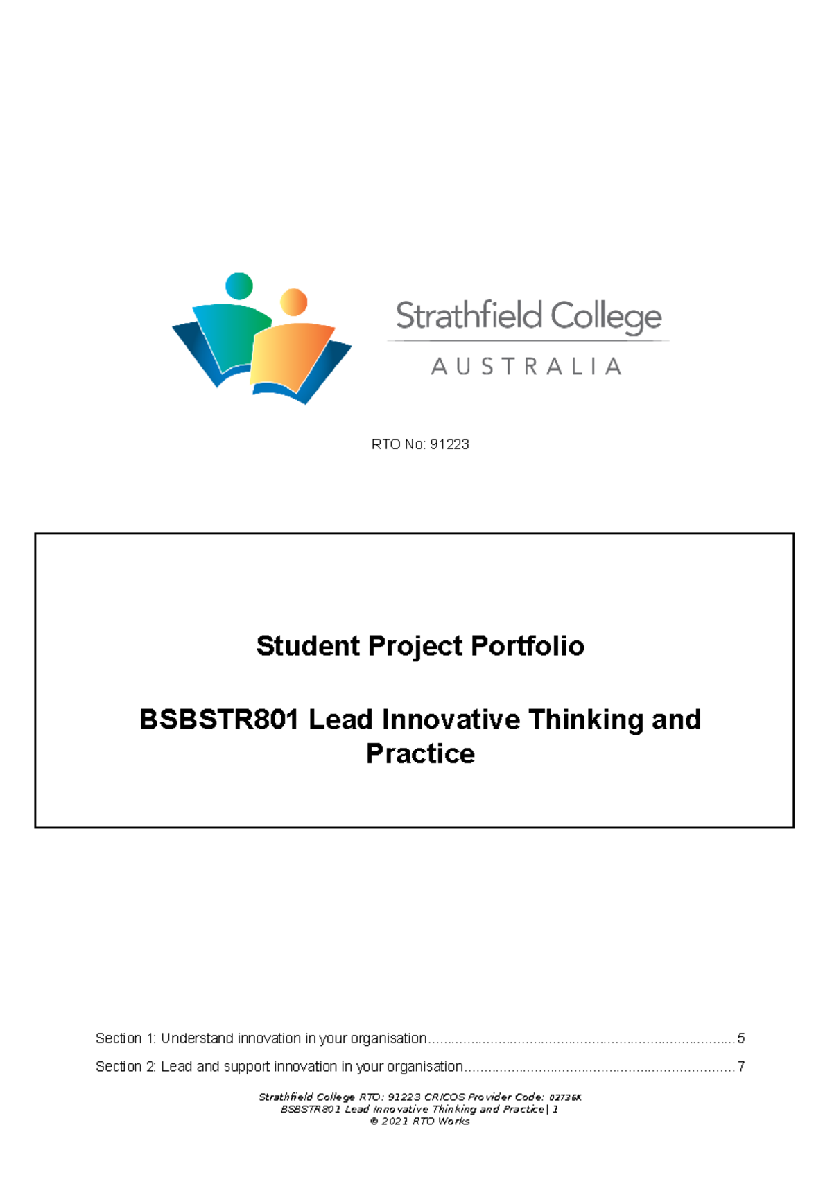 Bsbstr 801 Student Project Portfolio - RTO No: 91223 Student Project ...