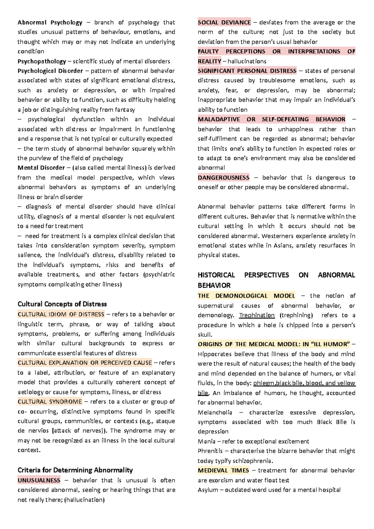 Ab Pysch Reviewer 1 - Abnormal Psychology – branch of psychology that ...