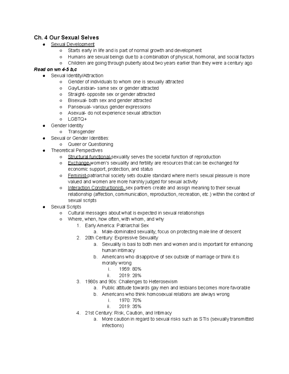 Chapter 4 - Professor Dena Wyum - Ch. 4 Our Sexual Selves Sexual Development Starts early in ...