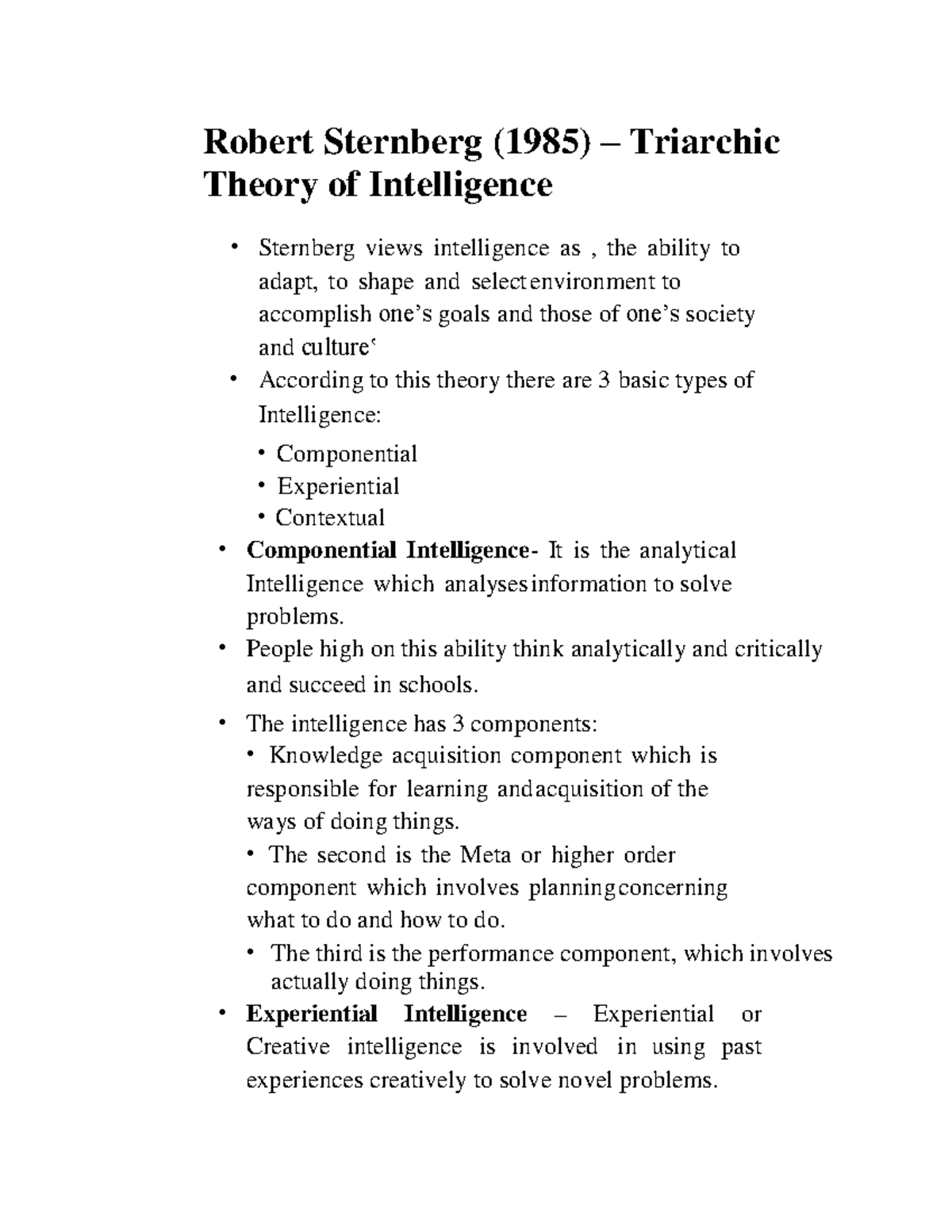 Robert Sternberg (1985) – Triarchic Theory of Intelligence - Robert ...