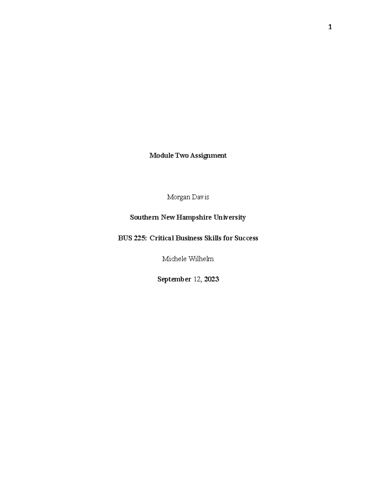 BUS225 Module Two Assignment - Module Two Assignment Morgan Davis ...