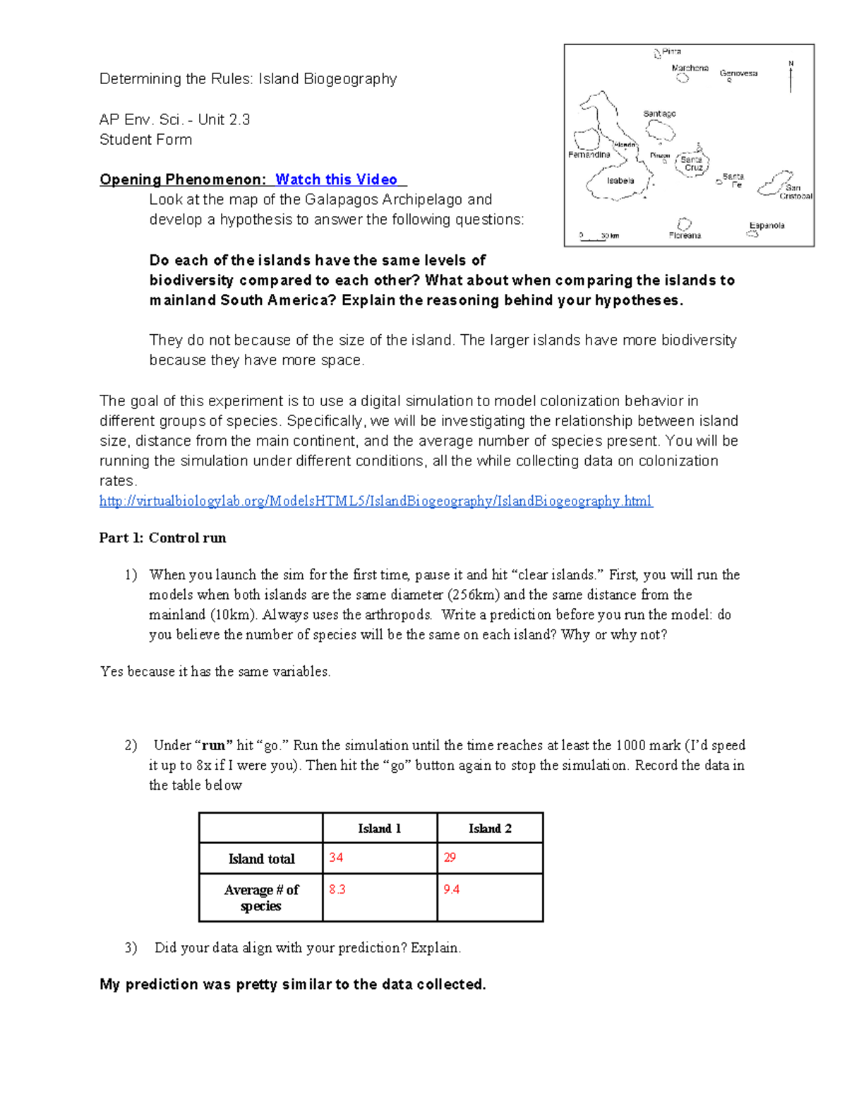 (Updated)+Island+Biogeography+Virtual+Investigation+ - Determining the ...