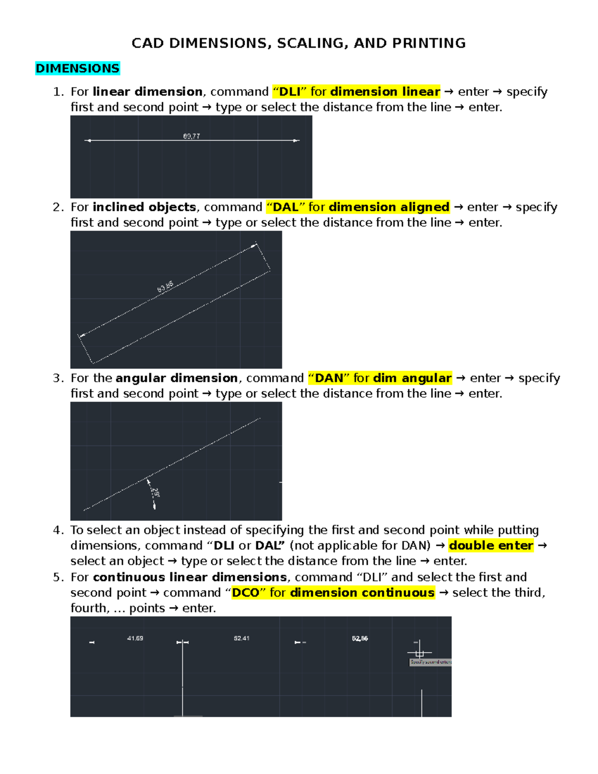 Lesson 4 - Dimensions, Scaling, Printing - CAD DIMENSIONS, SCALING, AND ...