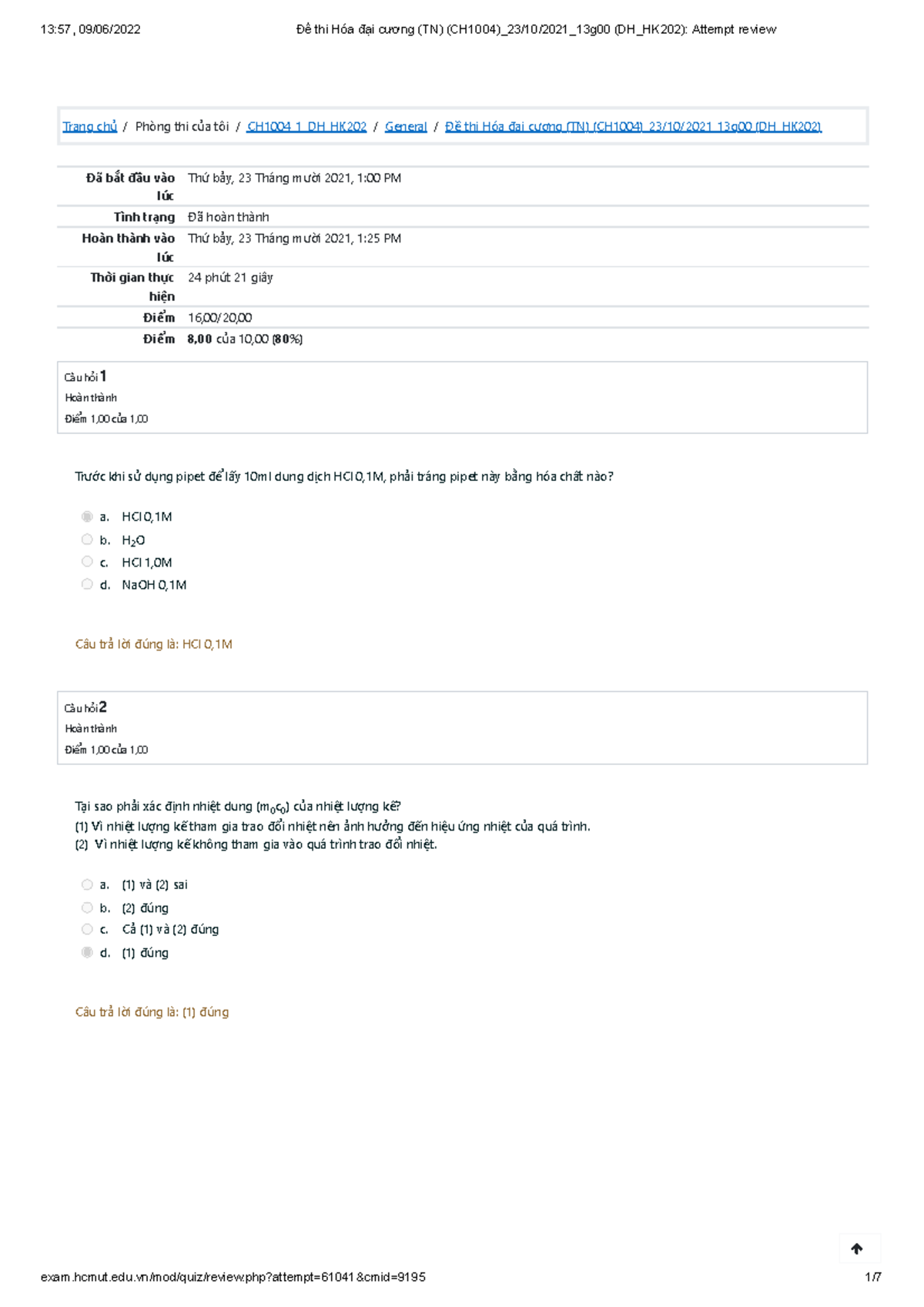 ĐỀ THI TN HÓA ĐẠI CƯƠNG HK211 - Trang chủ/Phòng thi của tôi/CH1004_1_DH_HK202/General/Đề thi Hóa ...