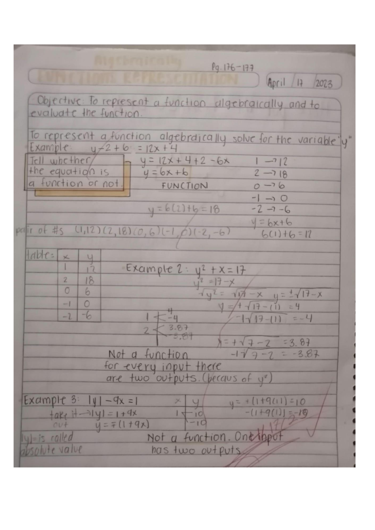 Algebraically Functions Representation - Math 1 for 9t grade - Studocu