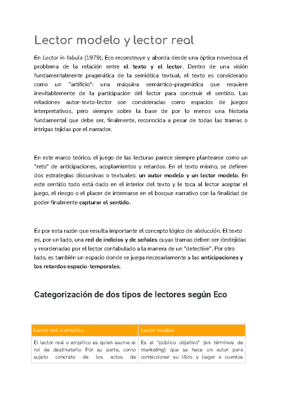 L3- Lector Y Autor - M3-L3 SEMIOTICA - Lector modelo y lector real En ...