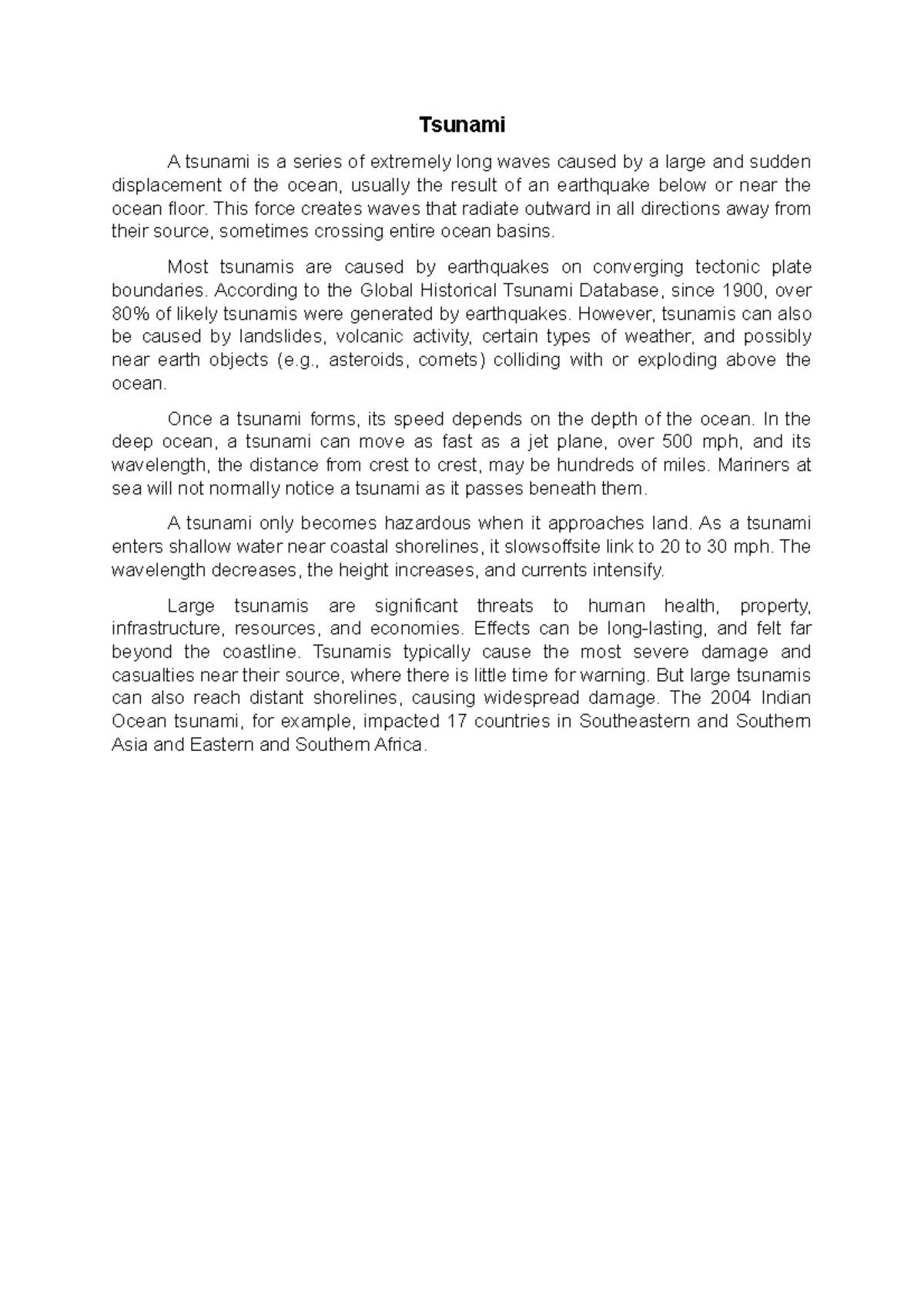 Explanation text Tsunami - Tsunami A tsunami is a series of extremely ...