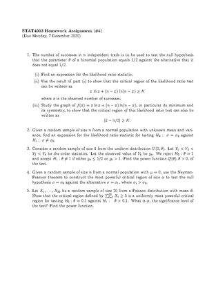 Exercise 4 - STAT4001 Data Mining and Statistical Learning Exercise 4 ...