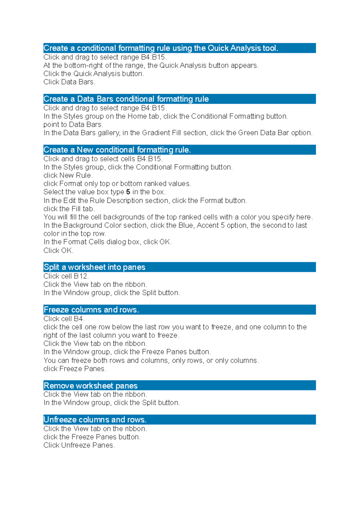 Excel Computer Skills Summary Of Sam Cengage Practice Problems Create A Conditional