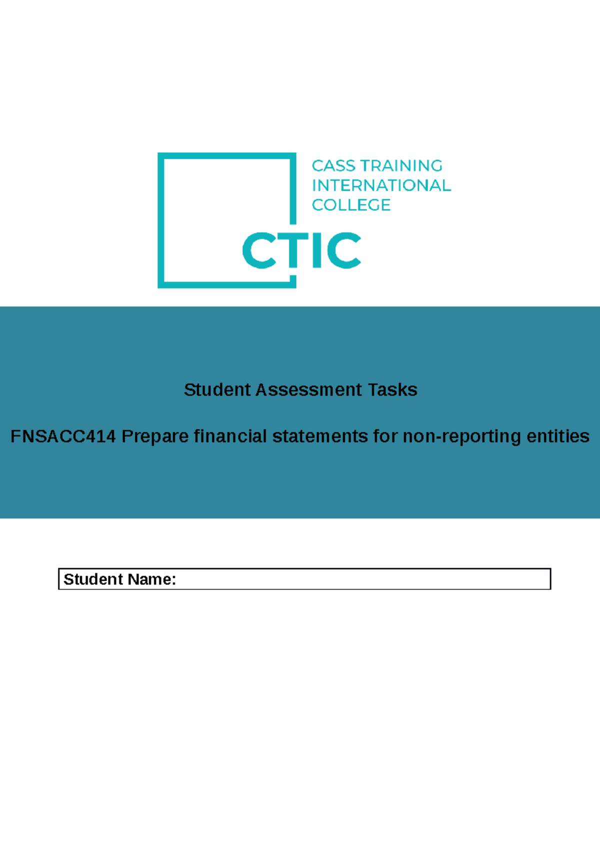 Finance Task 2 - Student Name: Student Assessment Tasks FNSACC414 ...