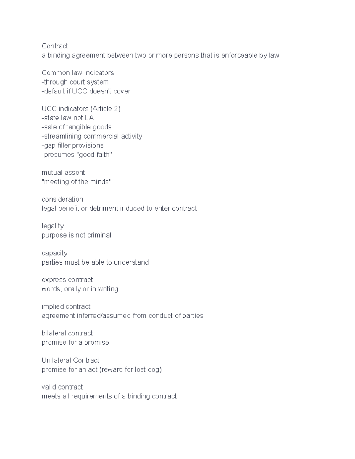 Chapter 3 (Business Law) - Contract a binding agreement between two or ...