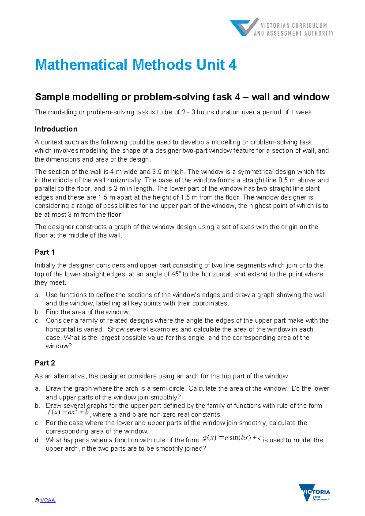 Samp Mod Prob unit 4 wall - Mathematical Methods Unit 4 Sample ...
