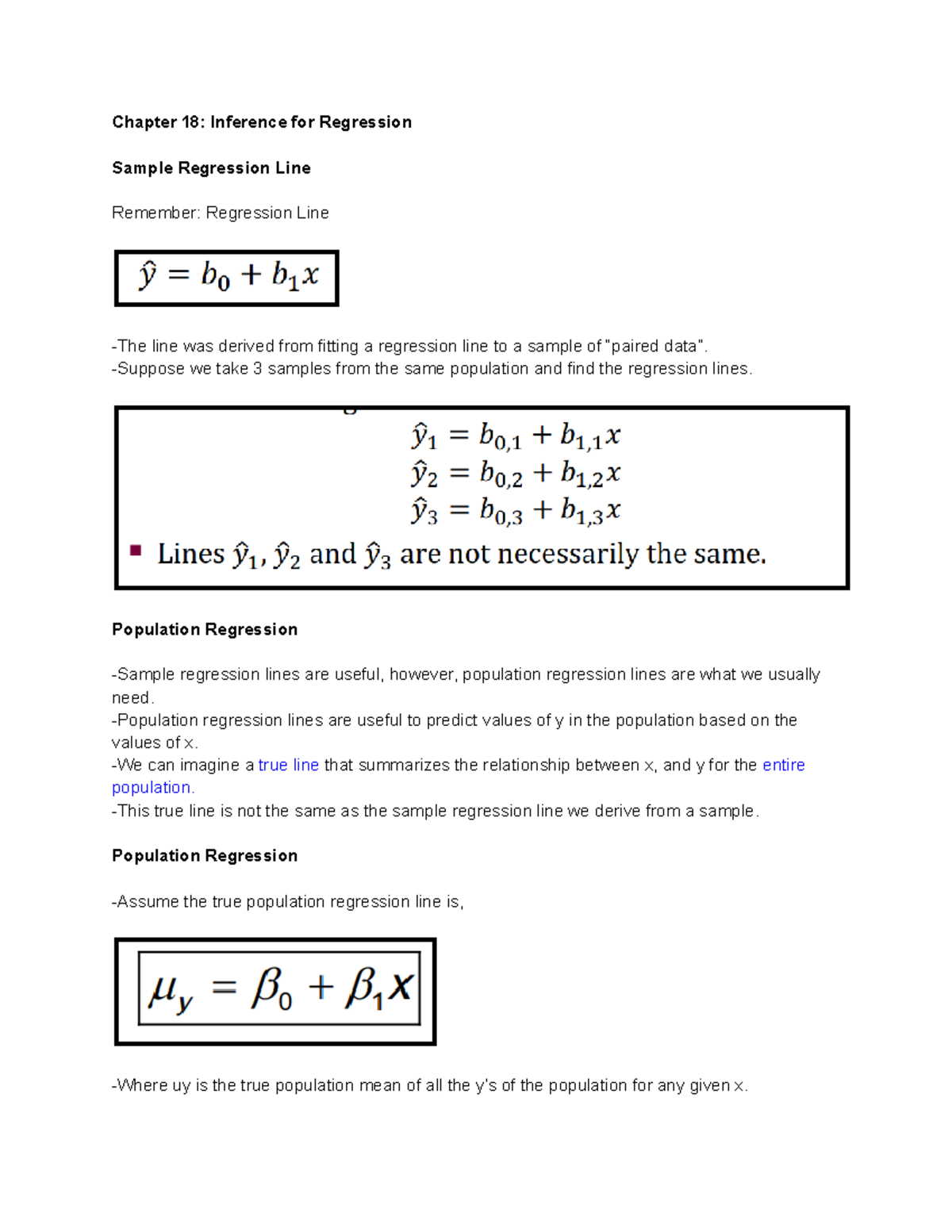 Chapter 18 Inference For Regression Chapter 18 Inference For Regression Sample Regression