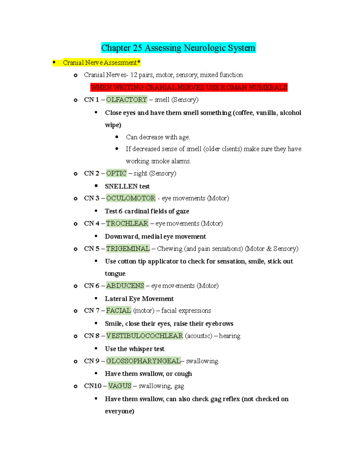 Chap 25 Assessing Neurologic System - Chapter 25 Assessing Neurologic ...