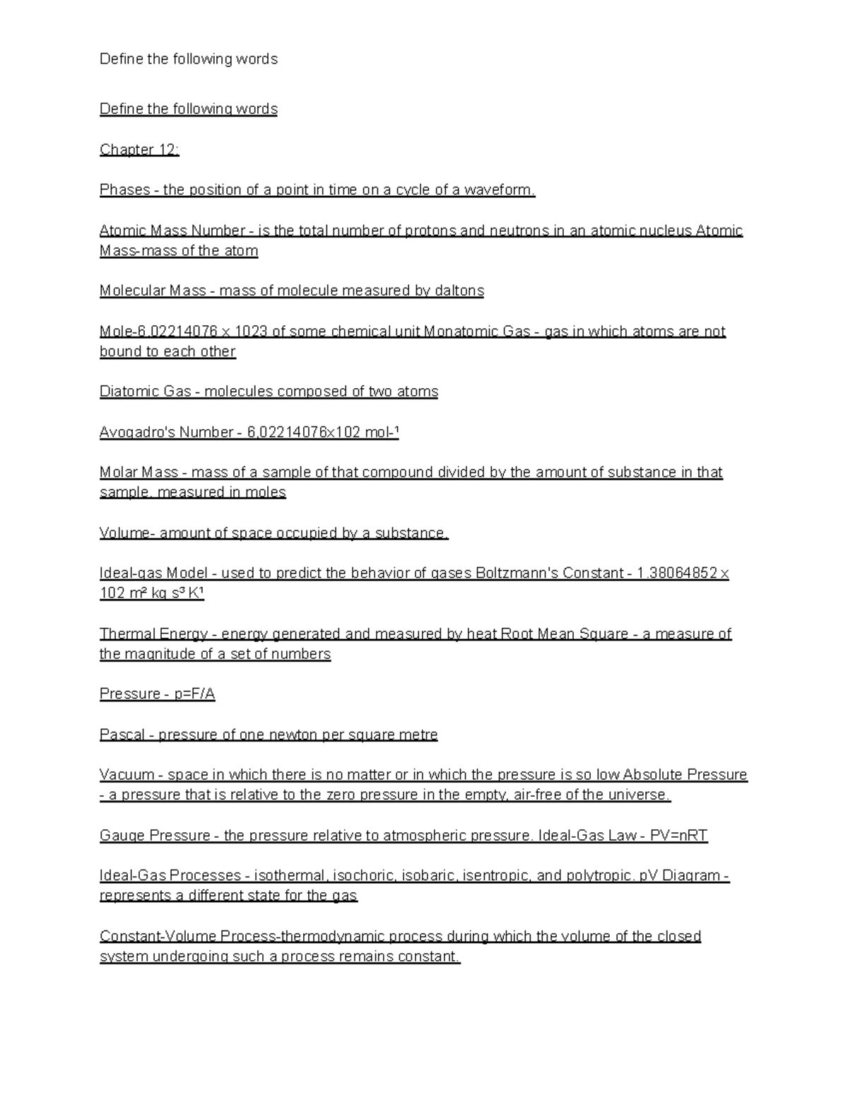 Thermal Physics Flashcards - Define the following words Chapter 12 ...