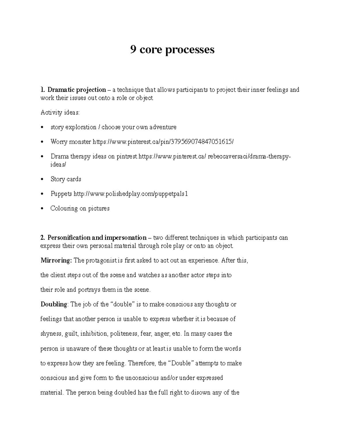 9 core processes - For CATS 210 - 9 core processes Dramatic projection ...