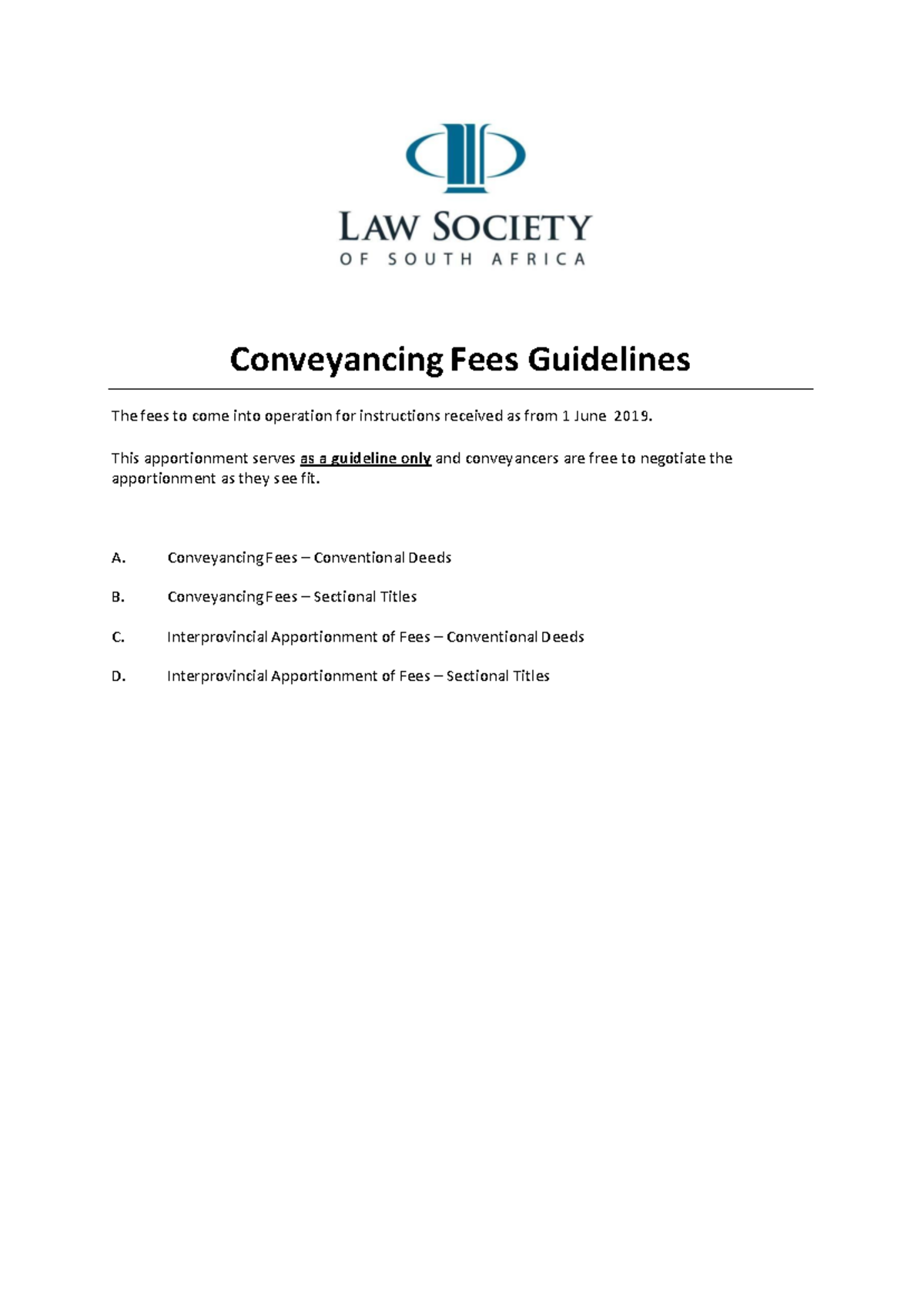 Conveyancing Fees Guidelines November 2019 - Conveyancing Fees ...