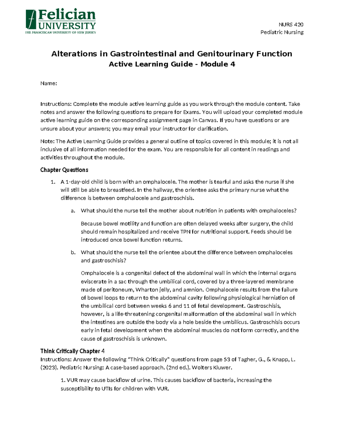 Alterations in Gastrointestinal and Genitourinary Function- Active ...