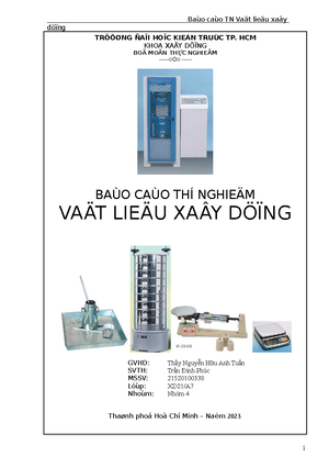 Bao cao Thi nghiem SBVL xong - TRƯỜNG ĐẠI HỌC KIẾN TRÚC TP KHOA XÂY DỰNG BỘ MÔN THỰC NGHIỆM XÂY ...