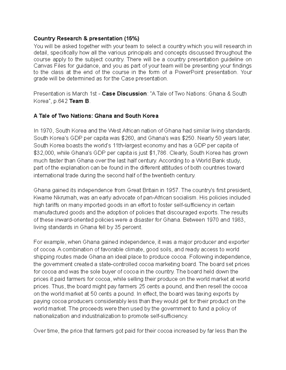 Country Research presentation - Country Research & presentation (15% ...