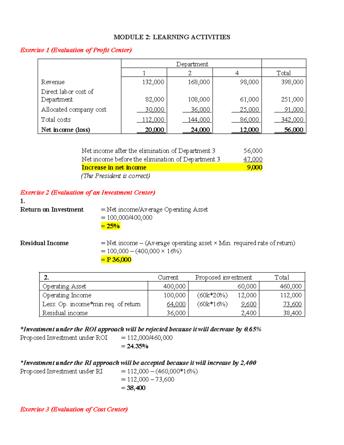 Module 2 Activity - MODULE 2: LEARNING ACTIVITIES Exercise 1 ...
