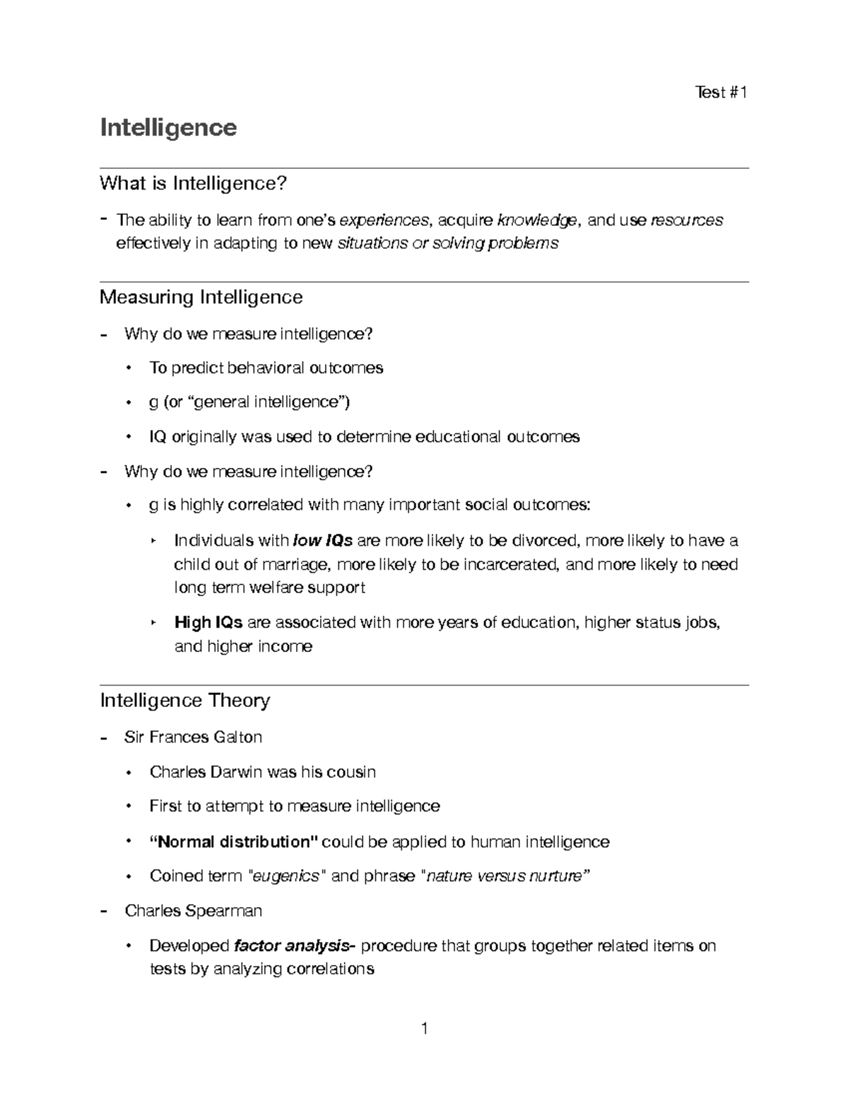 Intelligence - Are these diﬀerent intelligences or part of g? - Howard ...
