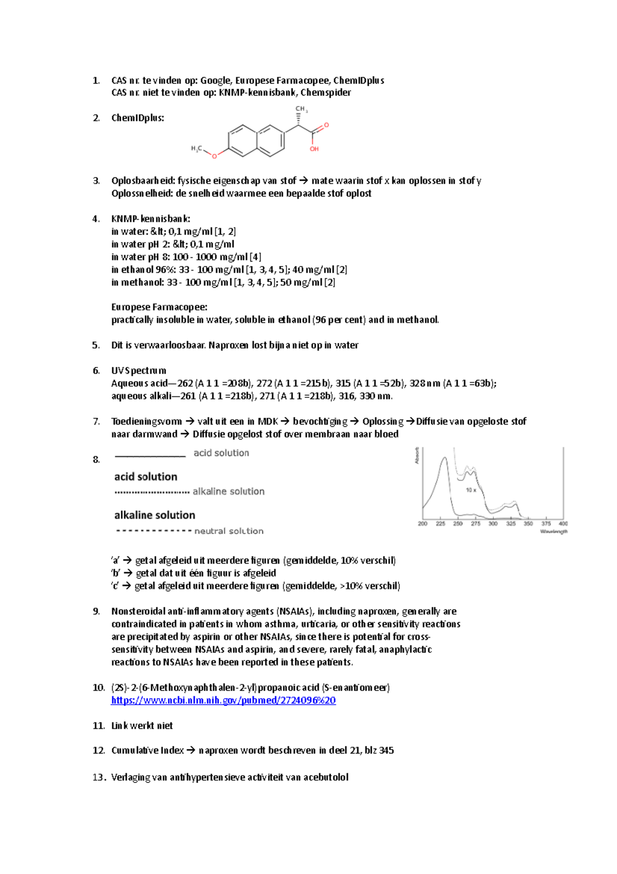 Informatiebronnen opdracht OW5 - 1. CAS nr. te vinden op: Google ...