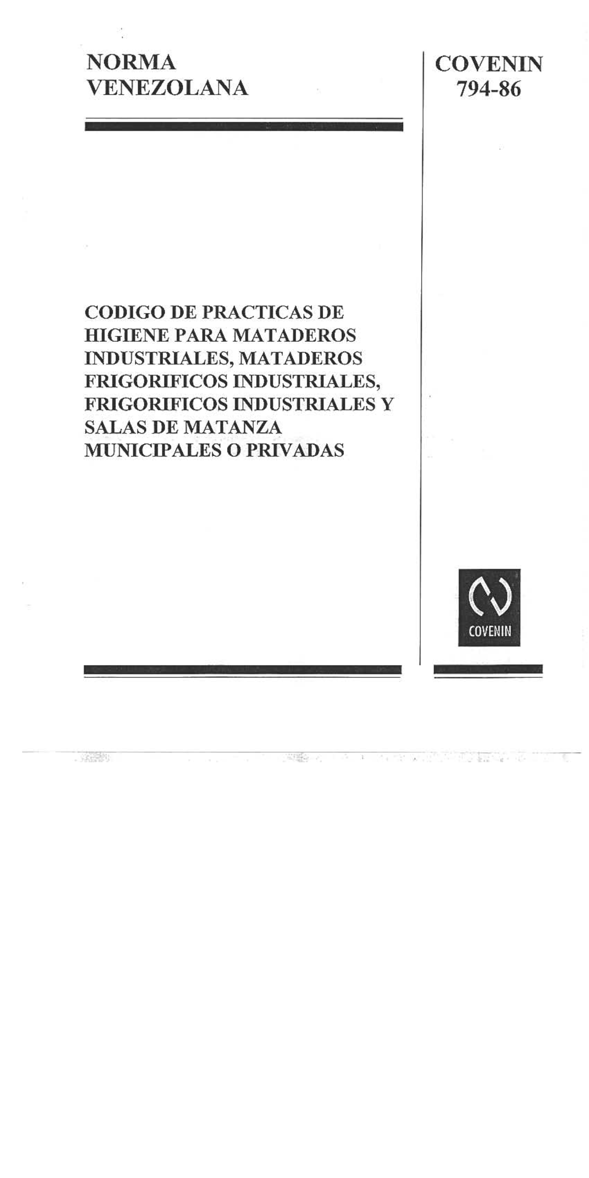 794-86 - COVENIN - sistemas de produccion 2 (Equinos, cerdos y aves ...