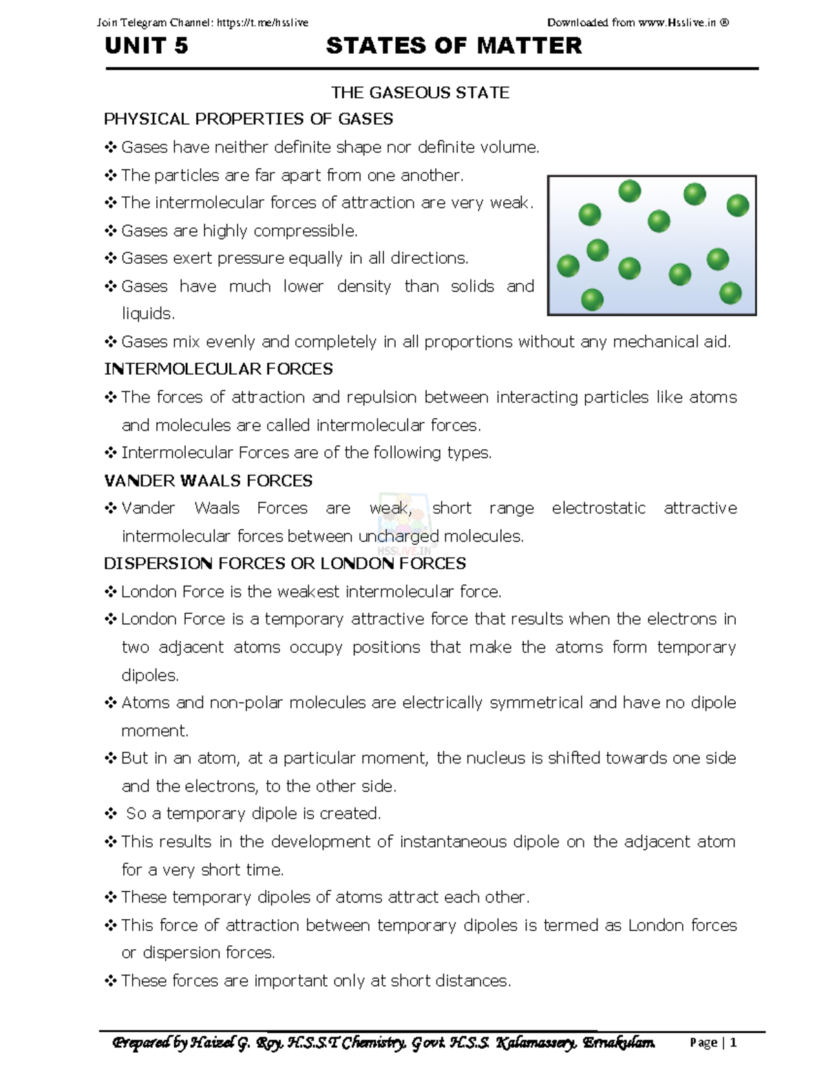 5. States of Matter - UNIT 5 STATES OF MATTER THE GASEOUS STATE ...