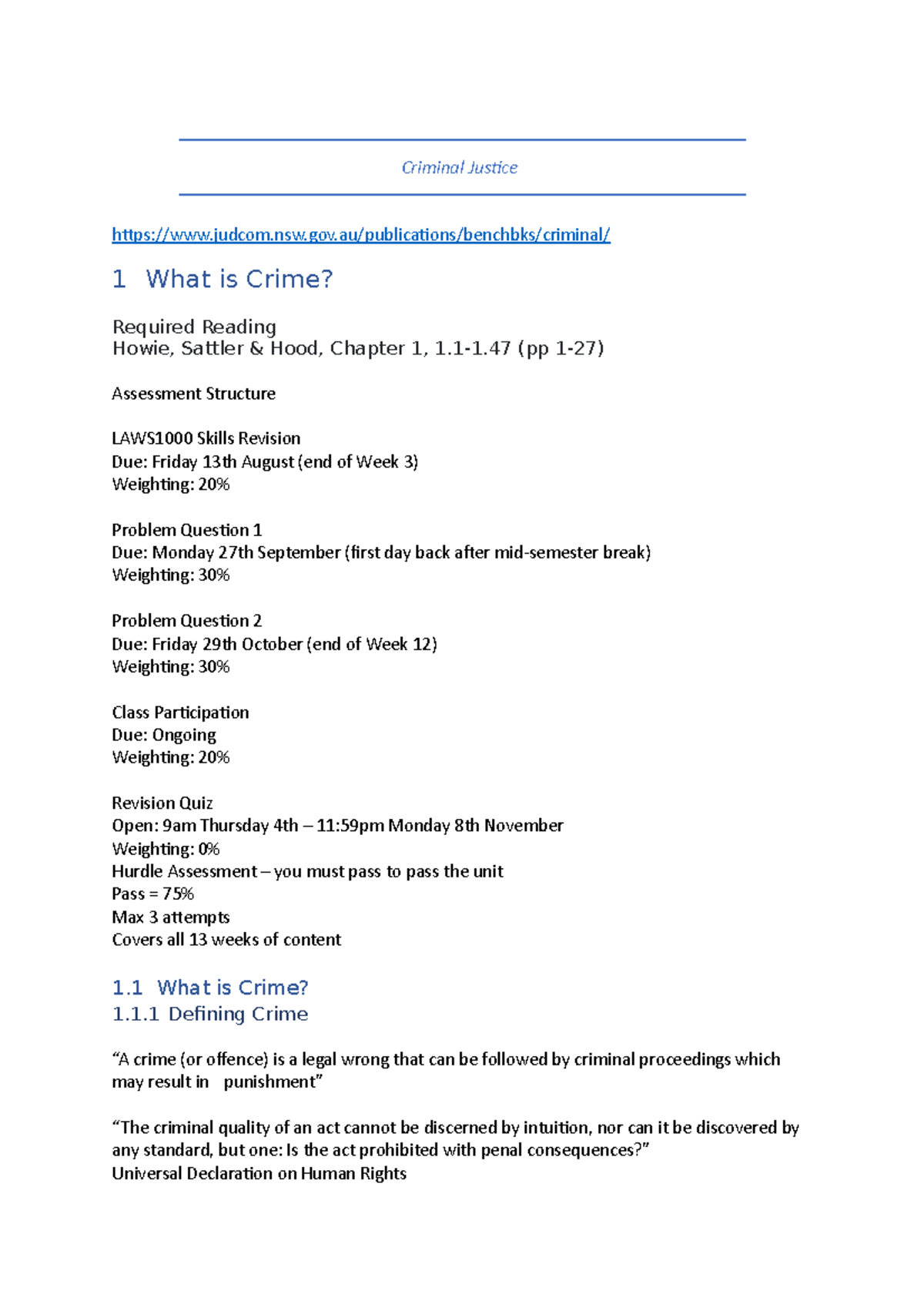 Criminal Justice - Lecture notes 1-10 - Criminal Justice - Studocu