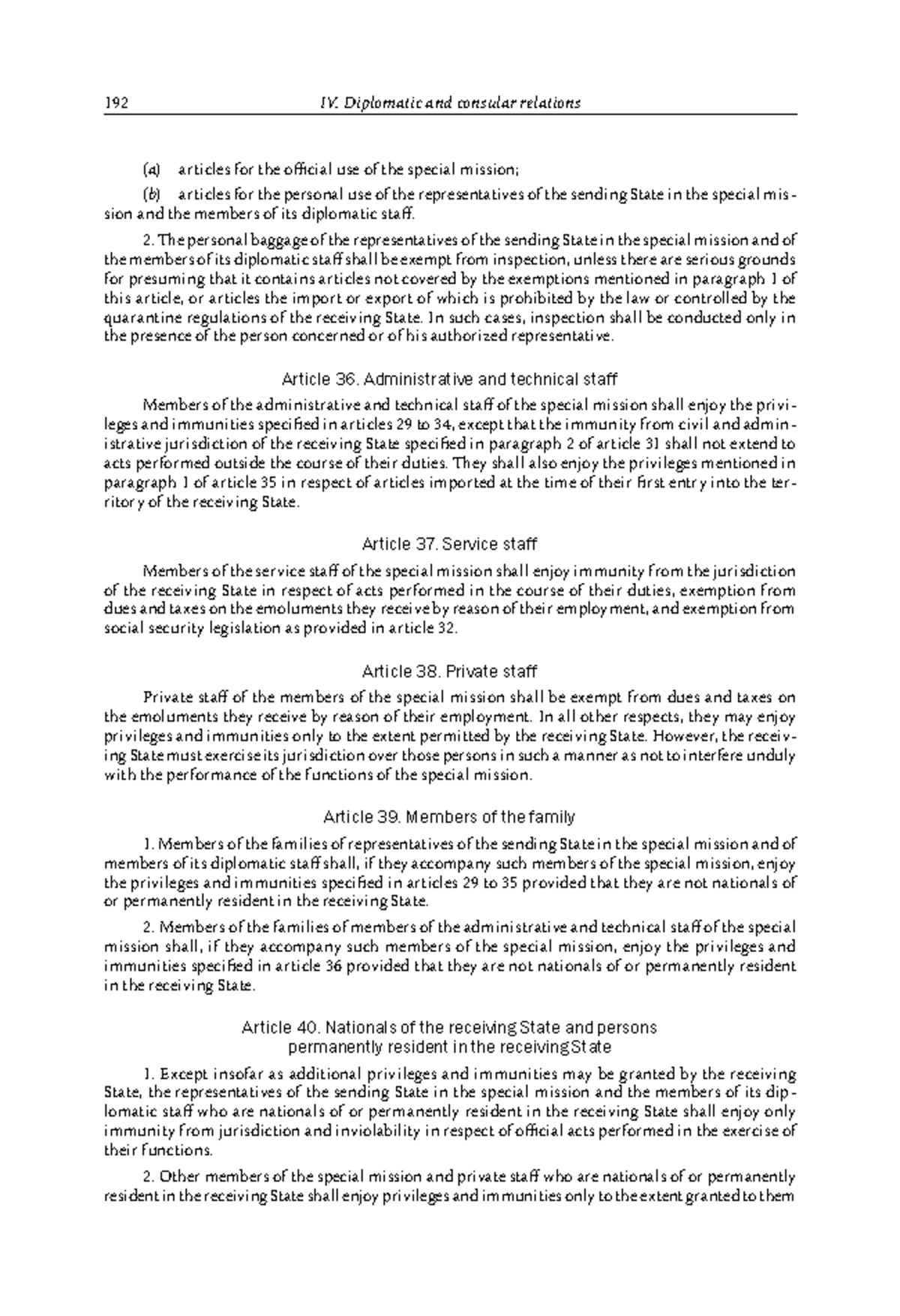 Book 1-70 - n/a - 192 IV. Diplomatic and consular relations (a ...