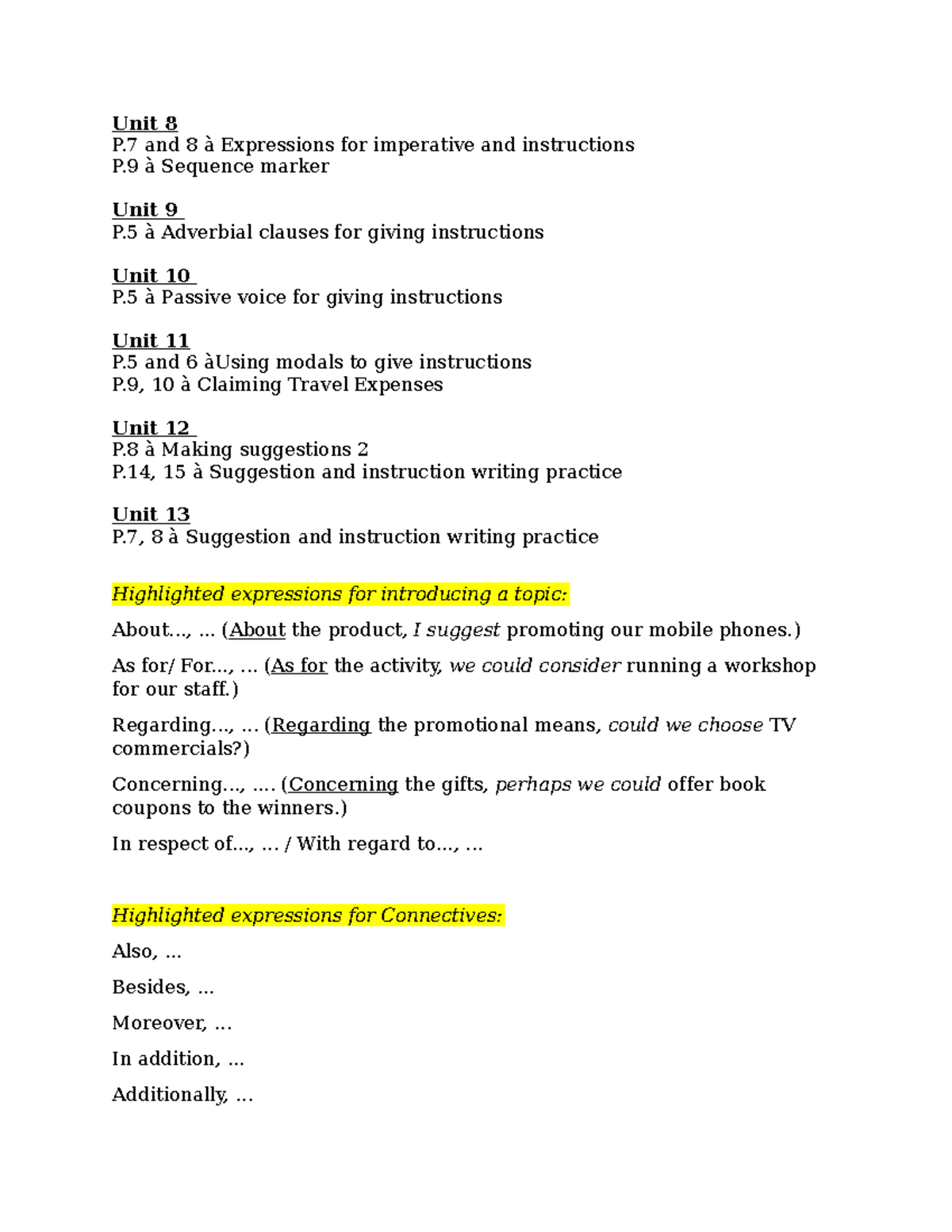 Lesson Plan (Lesson 7) - Unit 8 P and 8 à Expressions for imperative ...