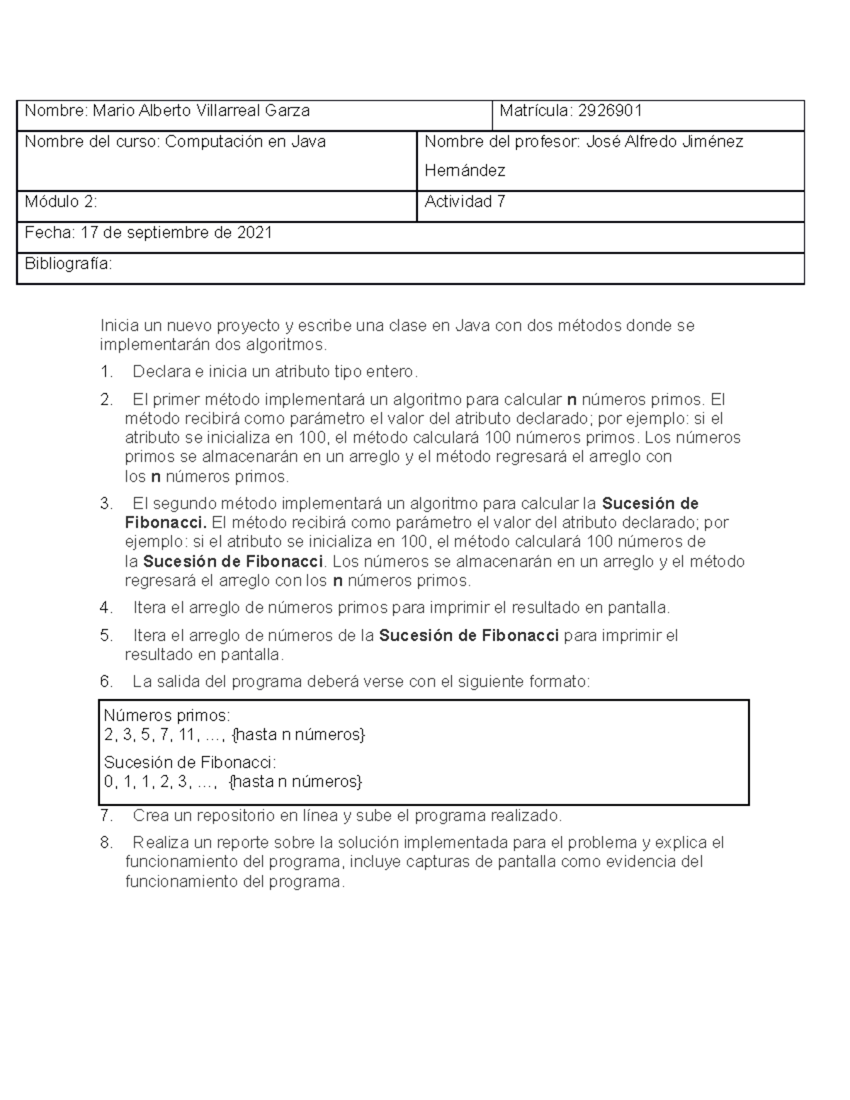Java act 7 - Esta es una actividad de computación en Java de la ...