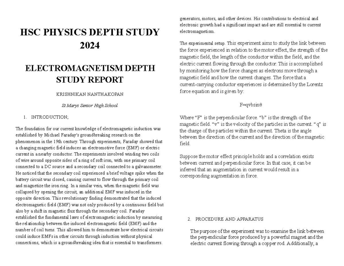 Electromagnetism - Google Docs - HSC PHYSICS DEPTH STUDY 2024 ...