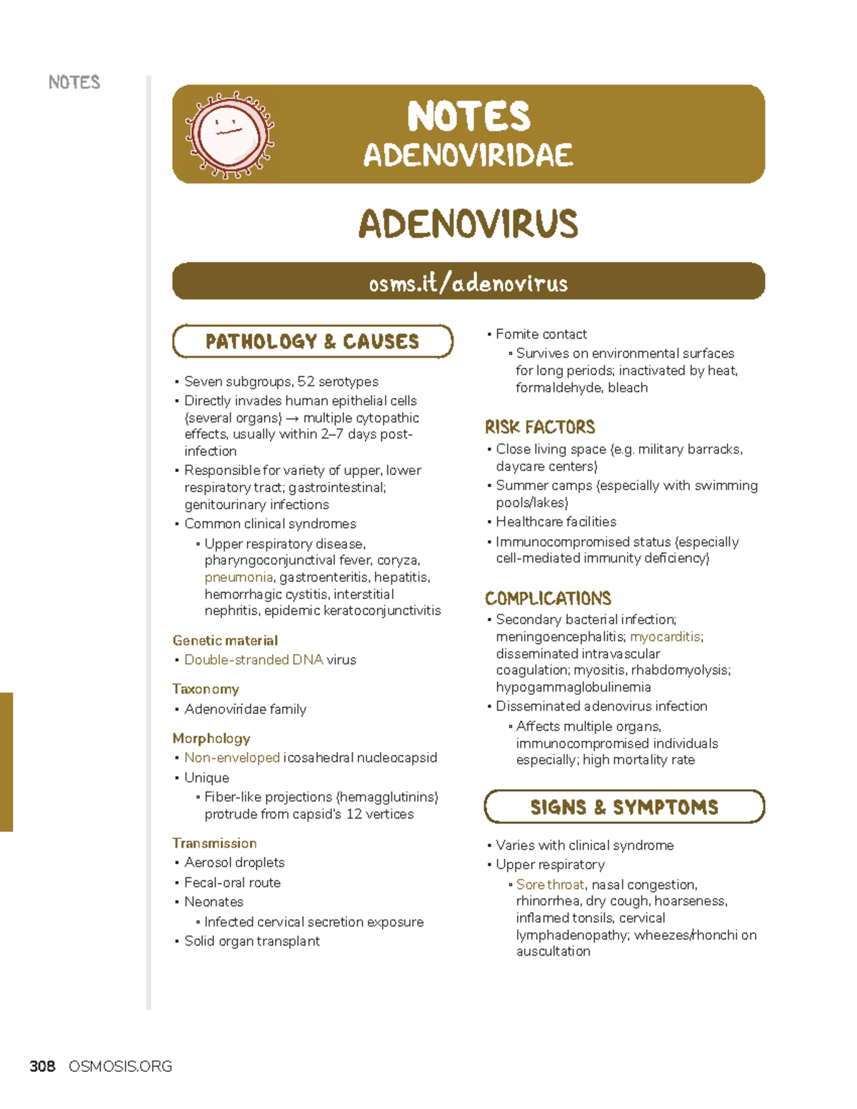 Arenaviridae - microbiology - 308 NOTES OSMOSIS NOTES ADENOVIRIDAE ...