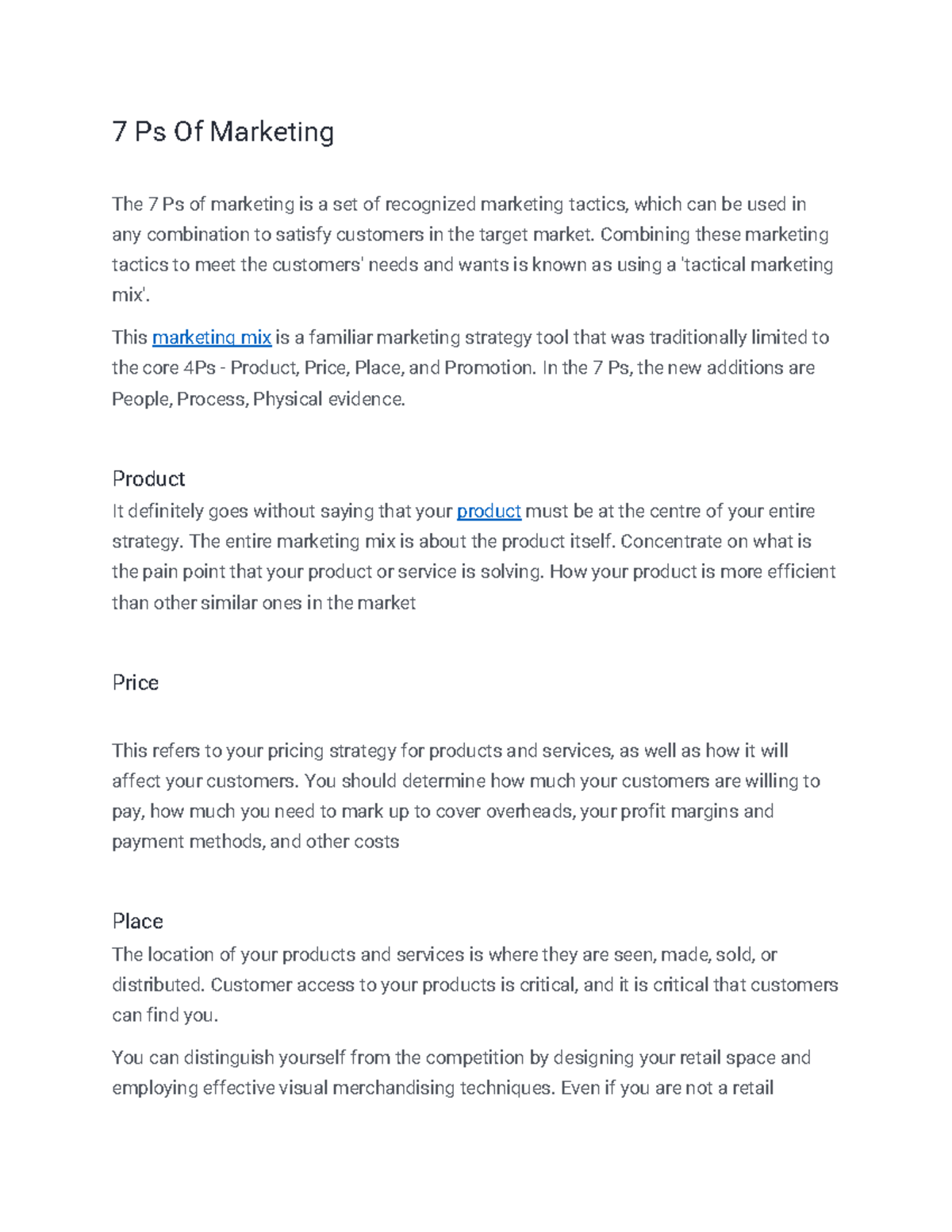 7 P'S OF Marketing - 7 Ps Of Marketing The 7 Ps of marketing is a set ...