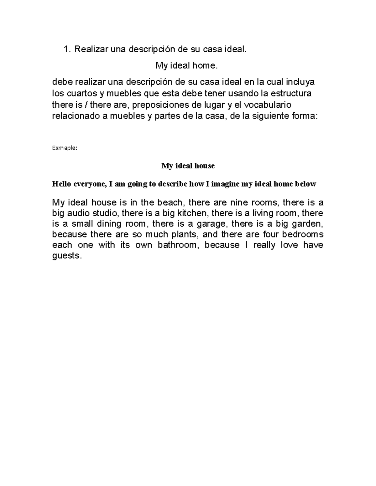 My ideal house - jghjgh - Realizar una descripción de su casa ideal. My ...