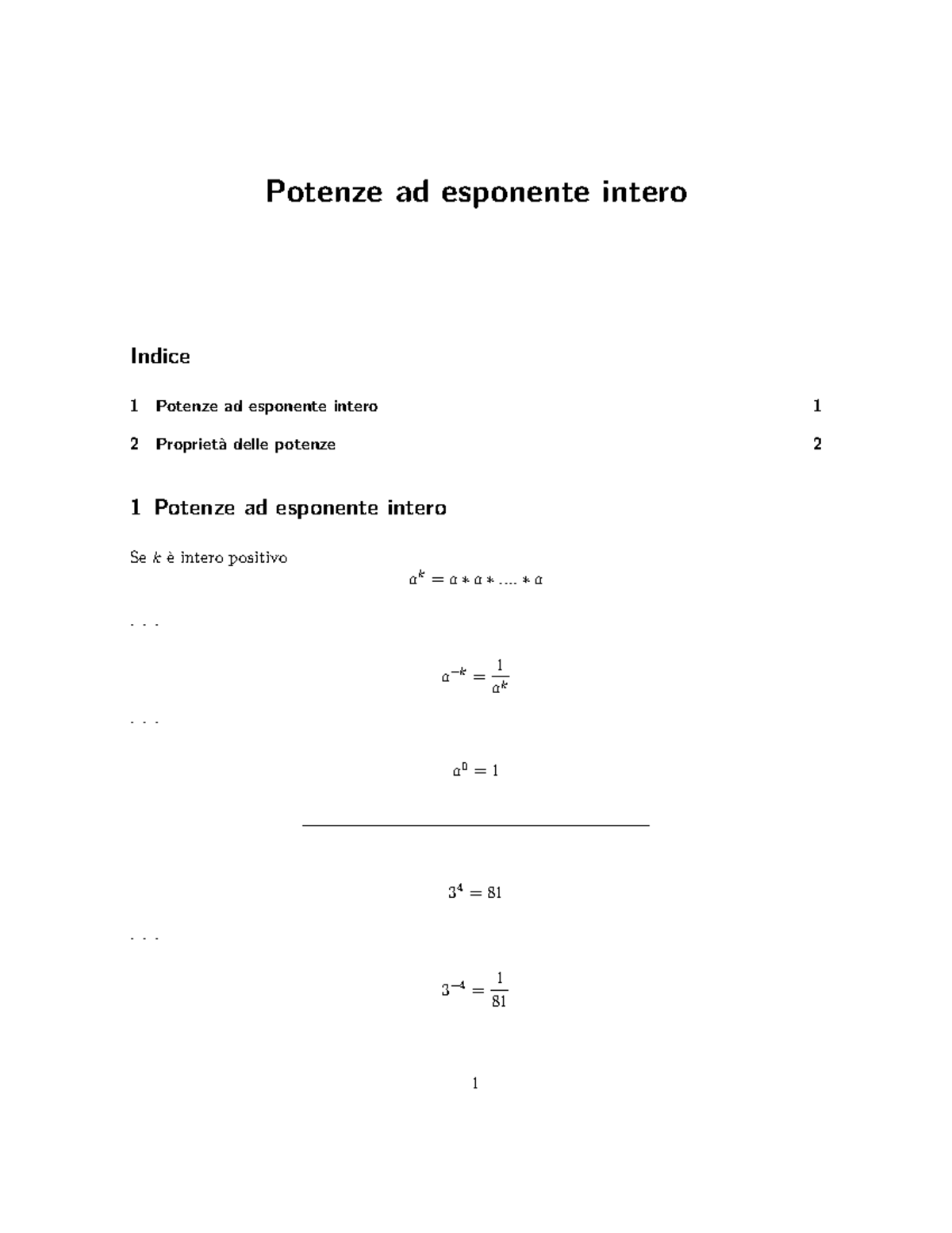 01d potenze esponente intero 2 - Potenze ad esponente intero Indice 1 ...