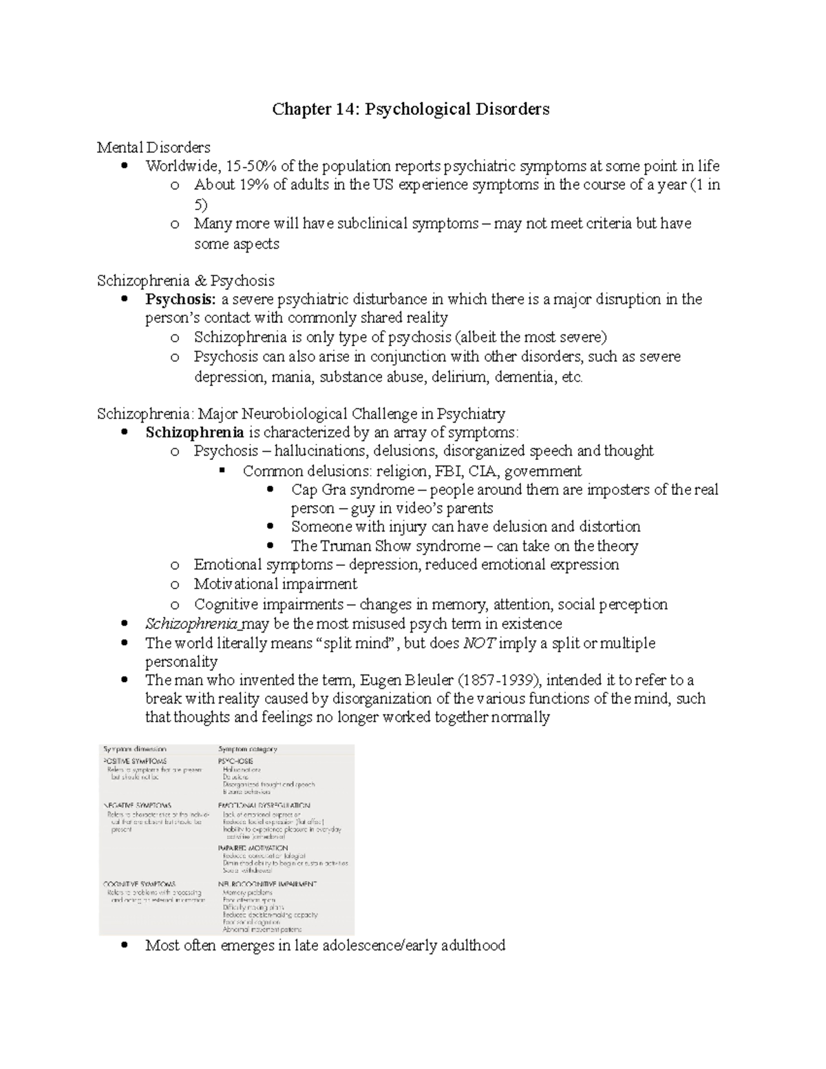 Ch. 14 Psych Disorders - Dr. Laura Adams, Online: Lecture notes from ...