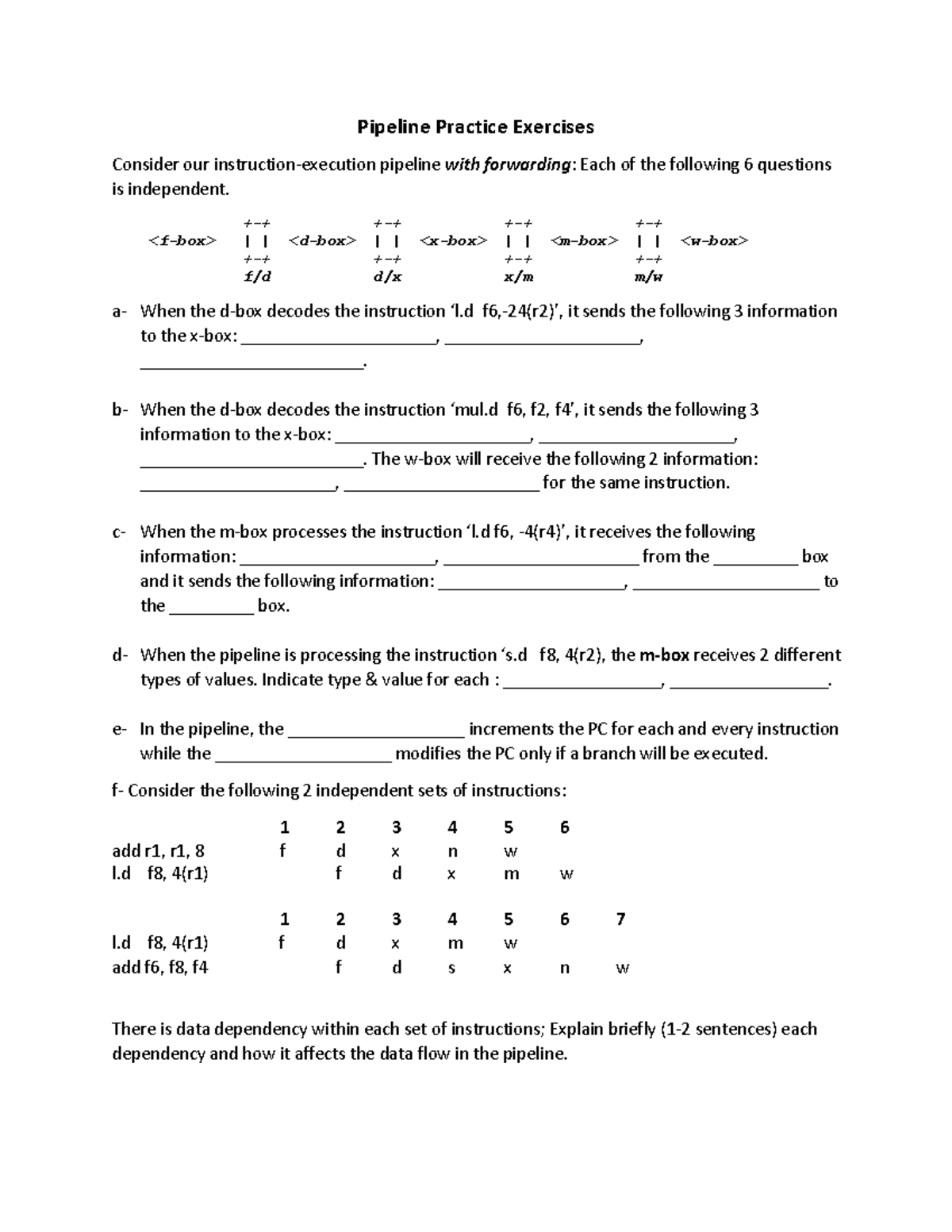 Pipeline Practice Exercises - Pipeline Practice Exercises Consider our ...