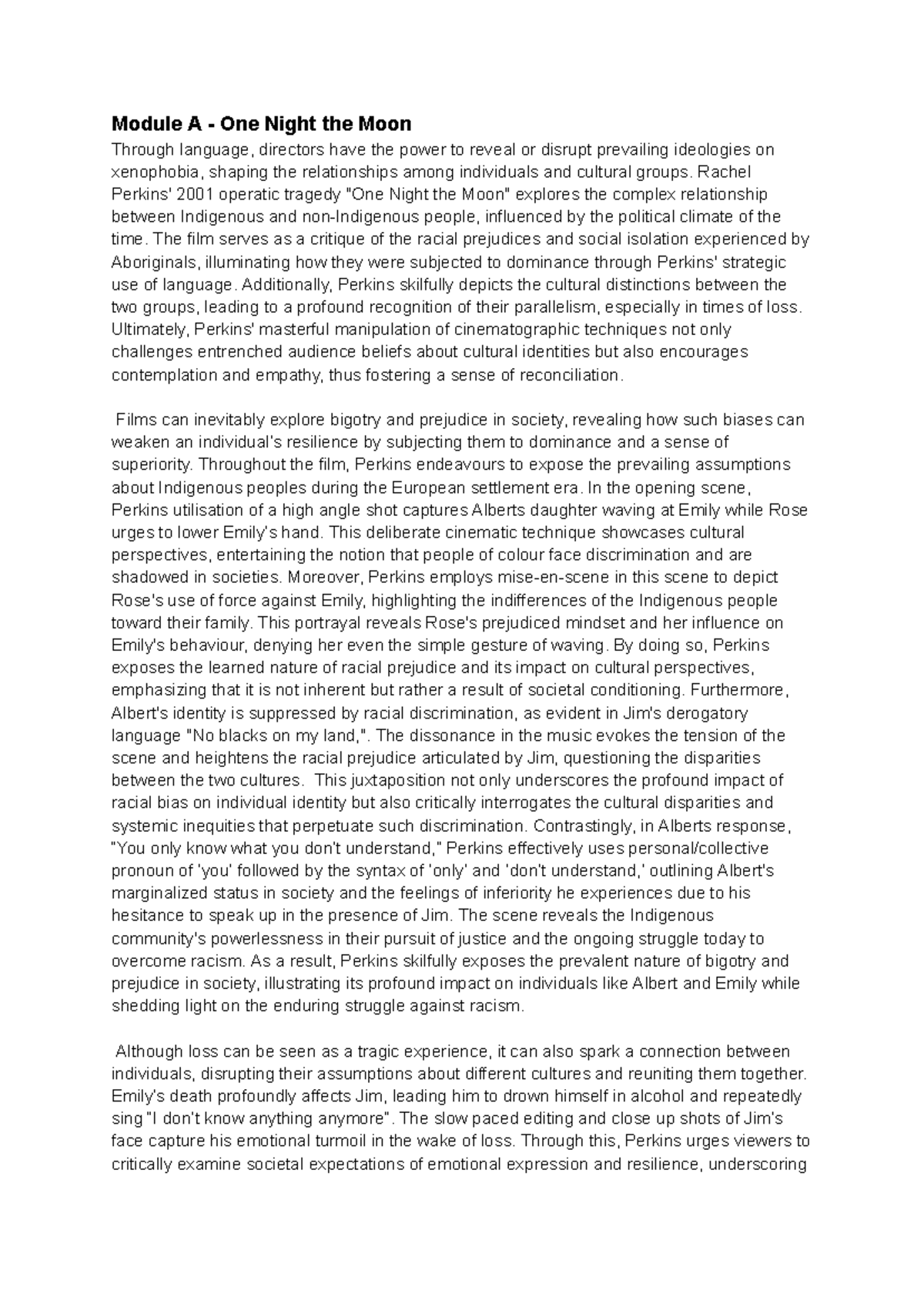 HSC mod a essay - Module A - One Night the Moon Through language ...