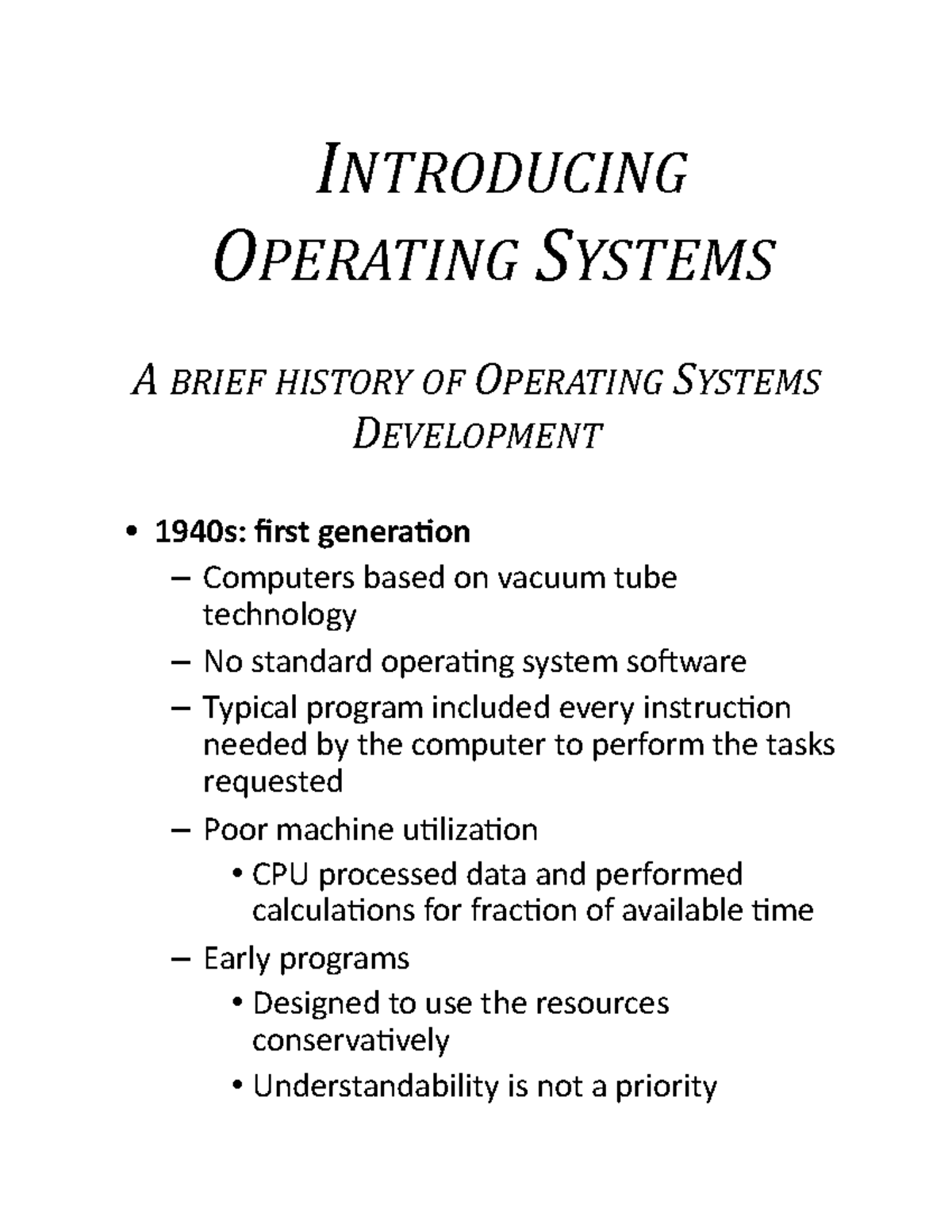 Introducing Operating Systems - INTRODUCING OPERATING SYSTEMS A BRIEF ...