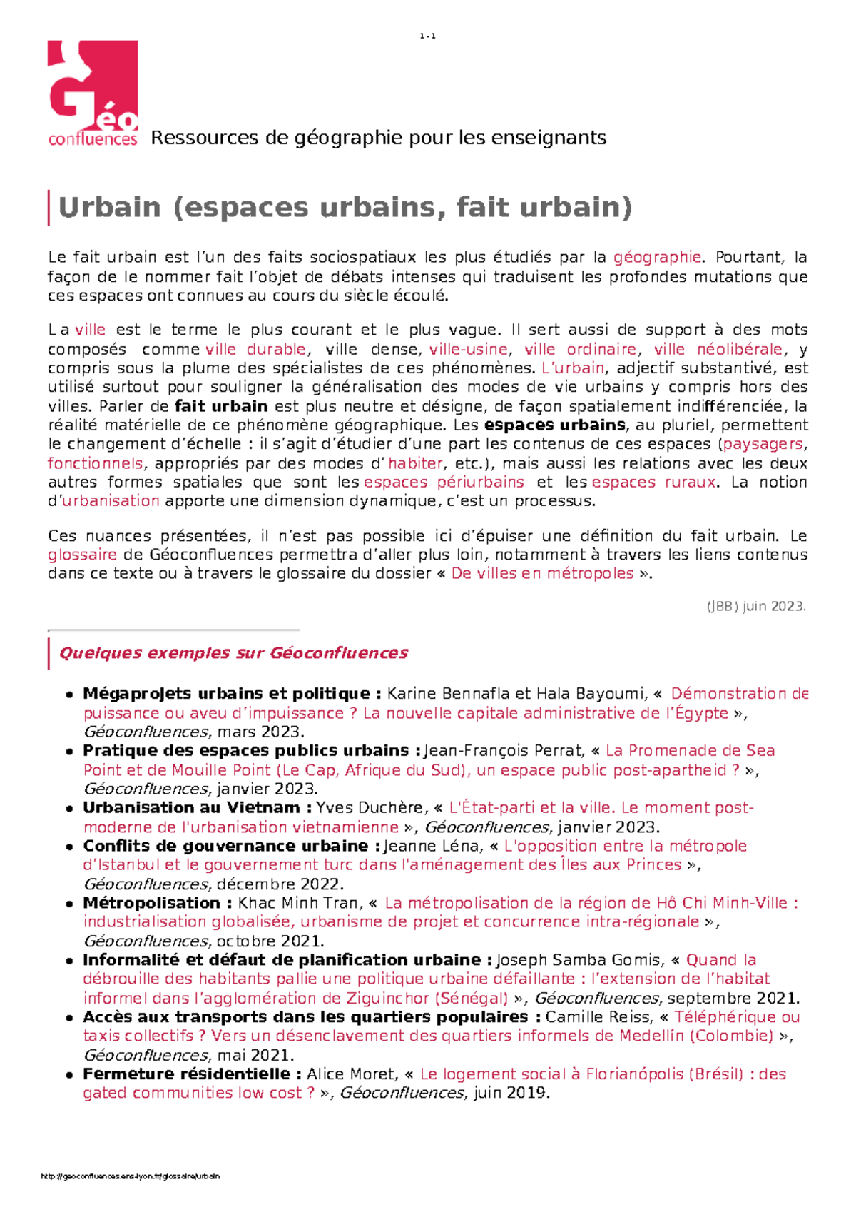 Fiche Géoconfluences - Espace urbain - Ressources de géographie pour les enseignants Urbain ...