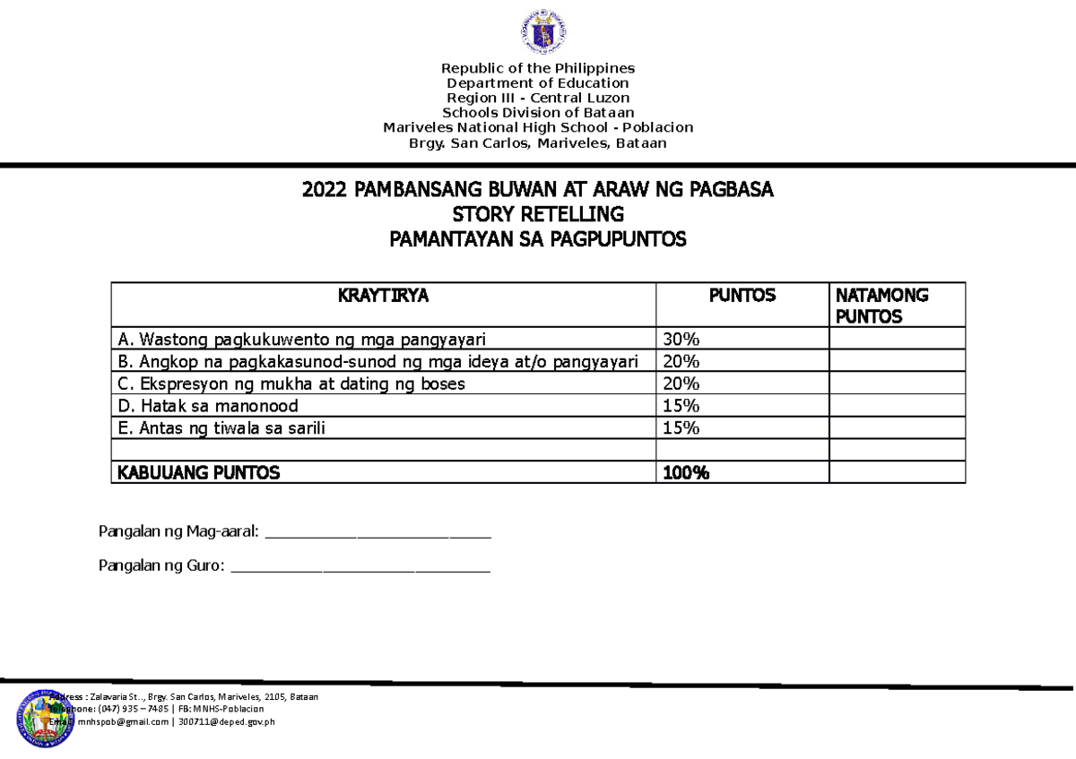 Pamantayan-FIL- Version - Republic of the Philippines Department of ...