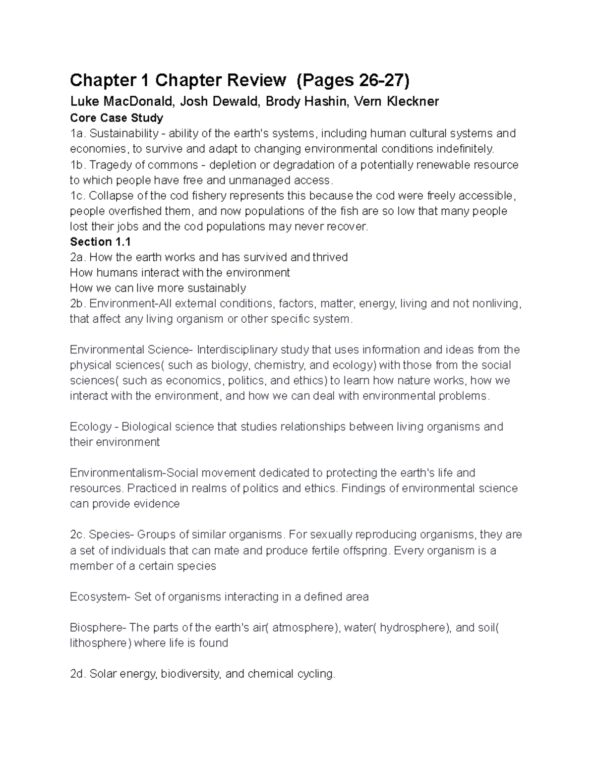 Copy of Chapter 1 Chapter Review - Chapter 1 Chapter Review (Pages 26 ...