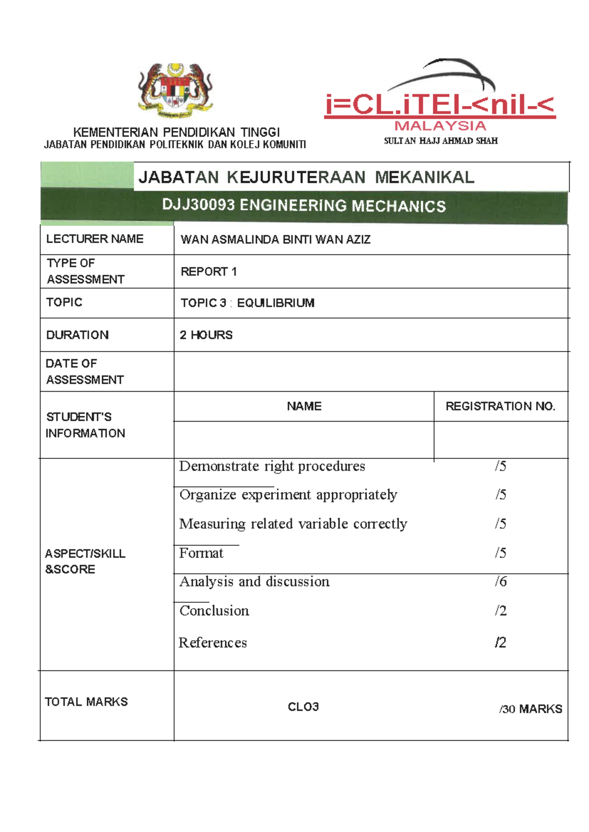 Labsheet 1 - KEMENTERIAN PENDIDIKAN TINGGI JABATAN PENDIDIKAN ...