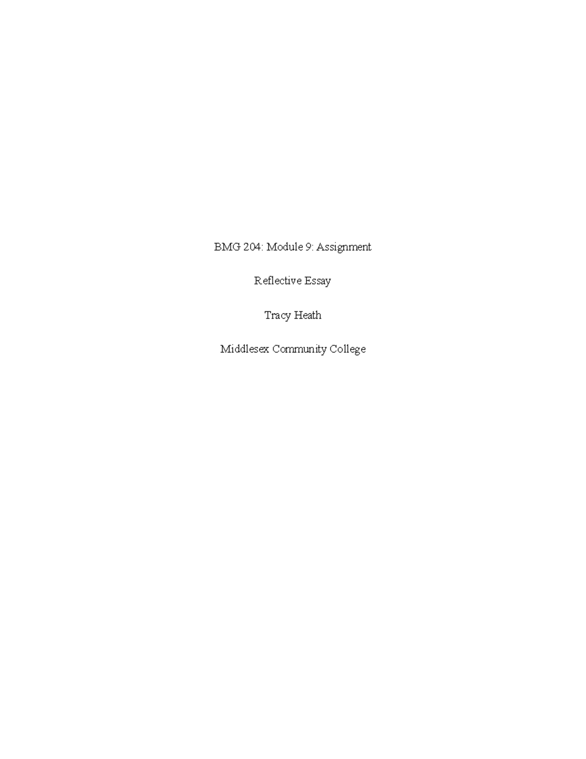 Module 9 - Assignment (BMG 204) - BMG 204: Module 9: Assignment ...