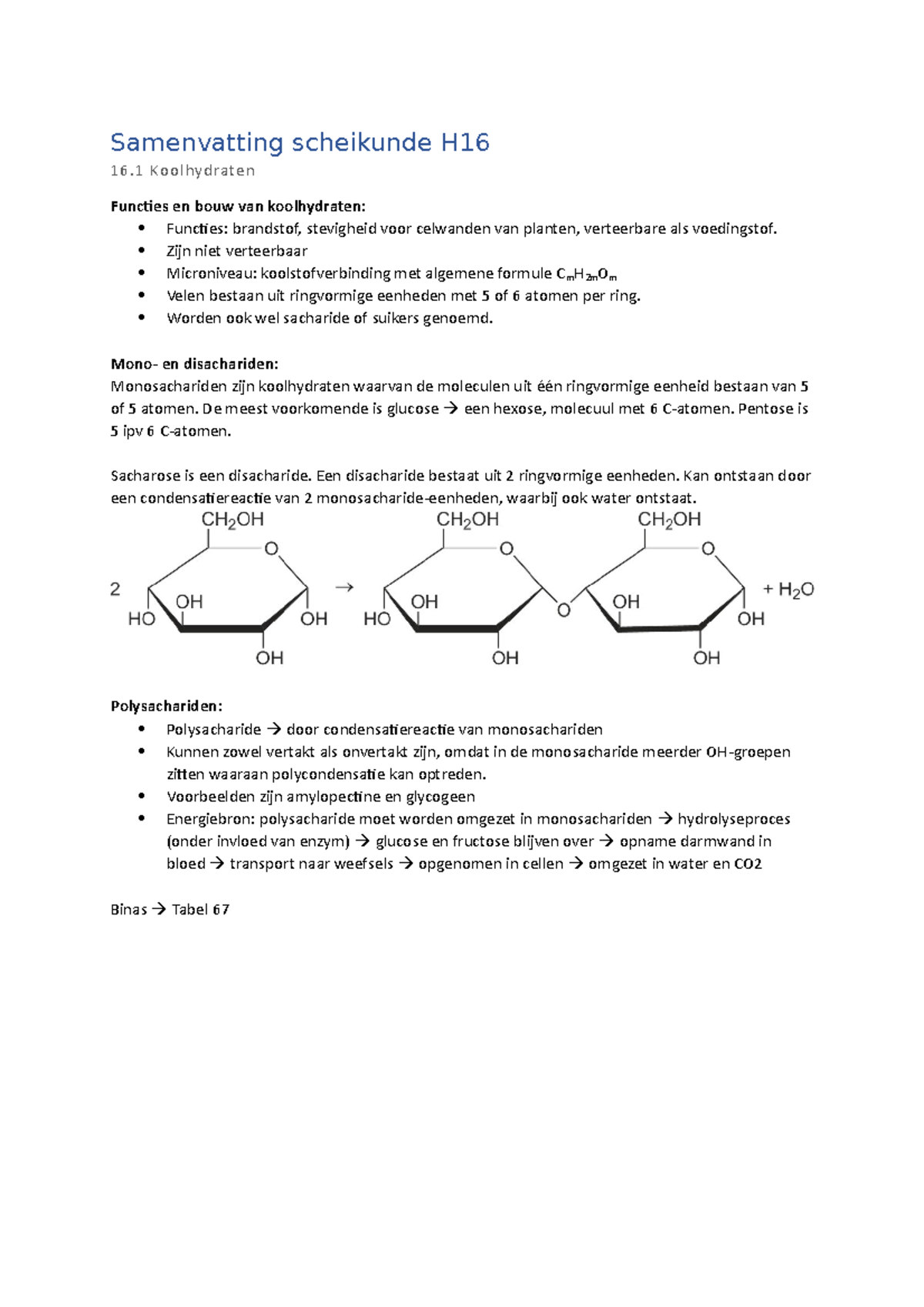 6V Samenvatting scheikunde H16 - Samenvatting scheikunde H 16 ...