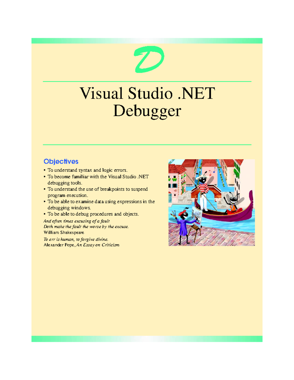 Appendix D - Visual Studio .NET Debugger - D Visual Studio .NET ...