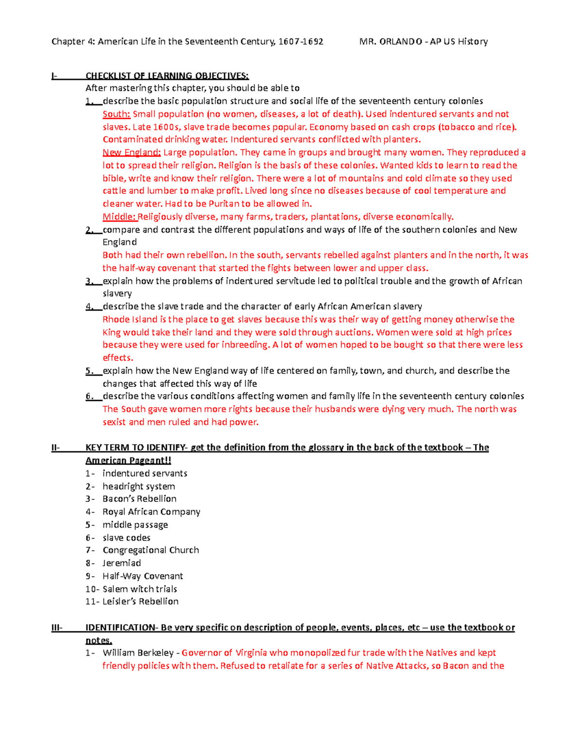 Ch 4 packet - Chapter 4 Study Guide with questions completed. - I ...